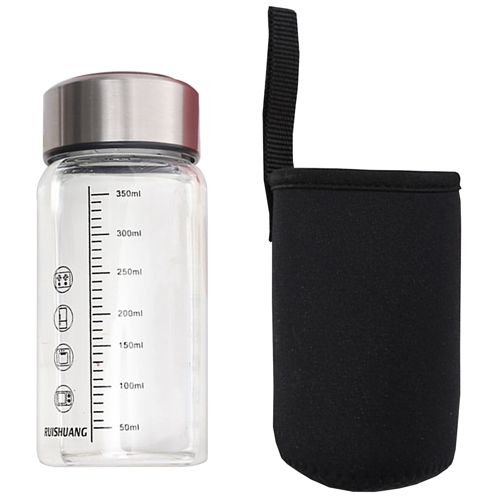 lixuesong Glass Water Bottle 350ml With Measurement Marking Portable ...
