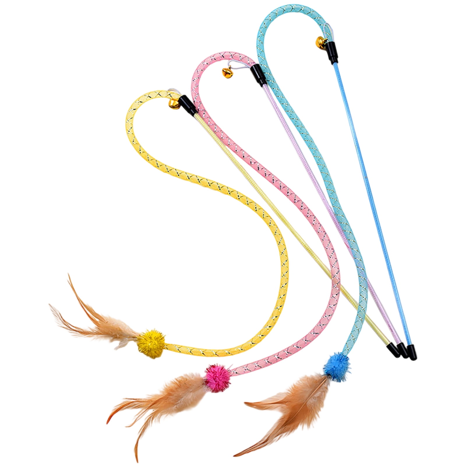 lixuesong Pack Of 3 Elastic Net Tube Cats Teaser Wand Toy With ...