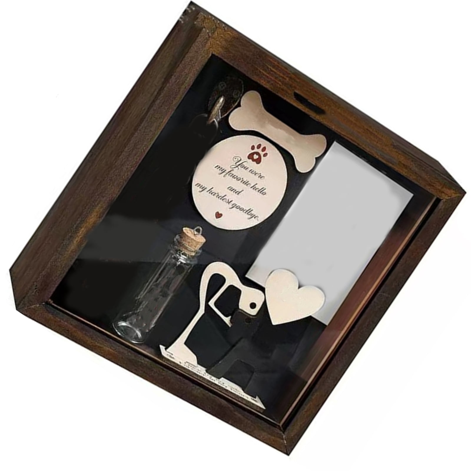 lixuesong Pet Memorial Shadows Box with Tages & Collar Display Dog ...