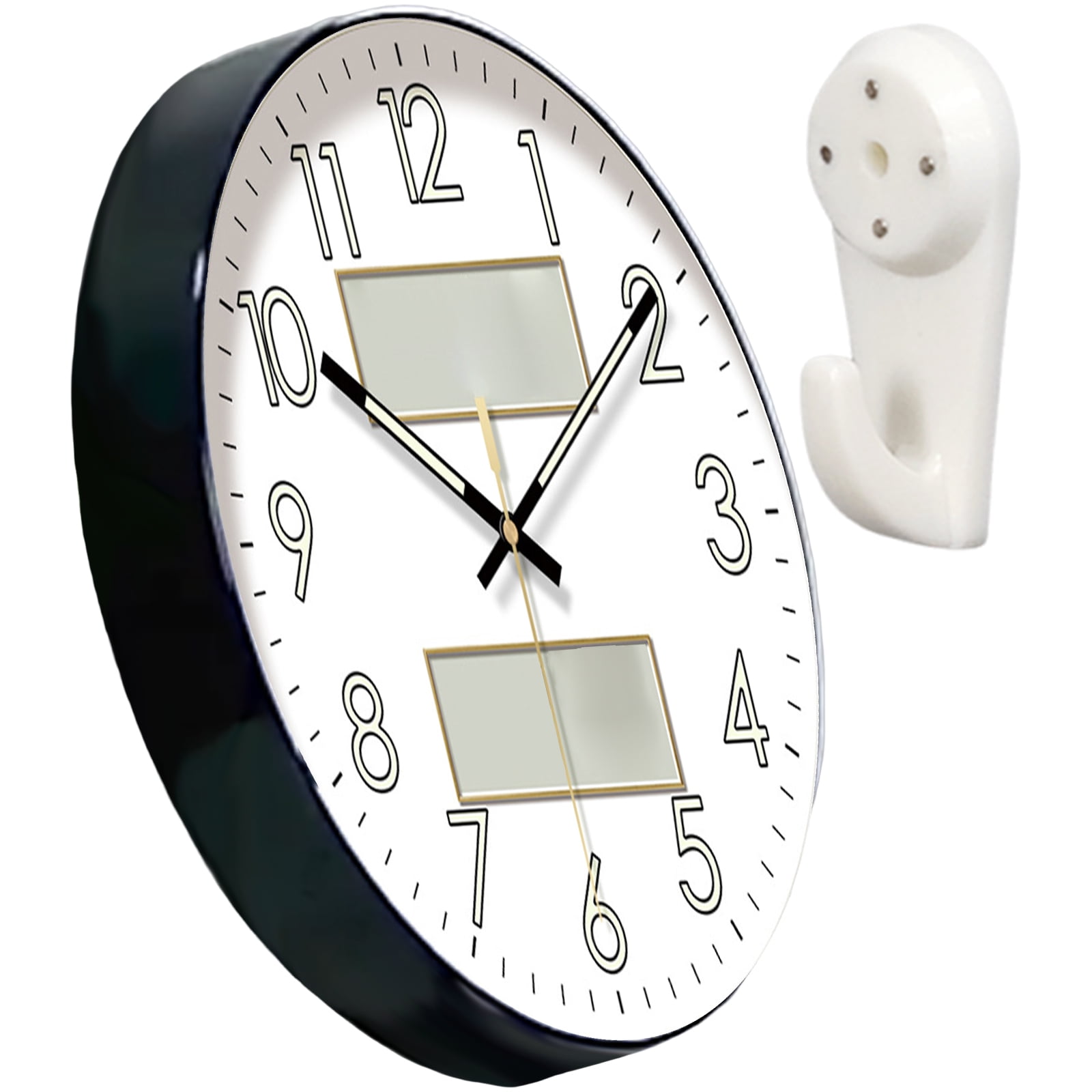 lixuesong Quiet Glow In Dark Wall Clock with Temperature Humidity Week ...