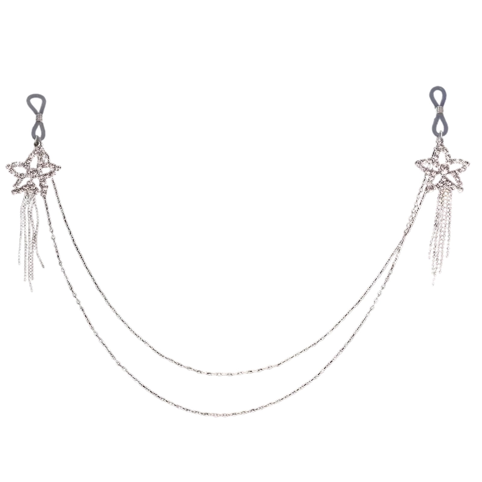 lixuesong Rhinestones Star Tassels Nipple Chain Noose Rings Not Piercing Nipple Jewelry for ...