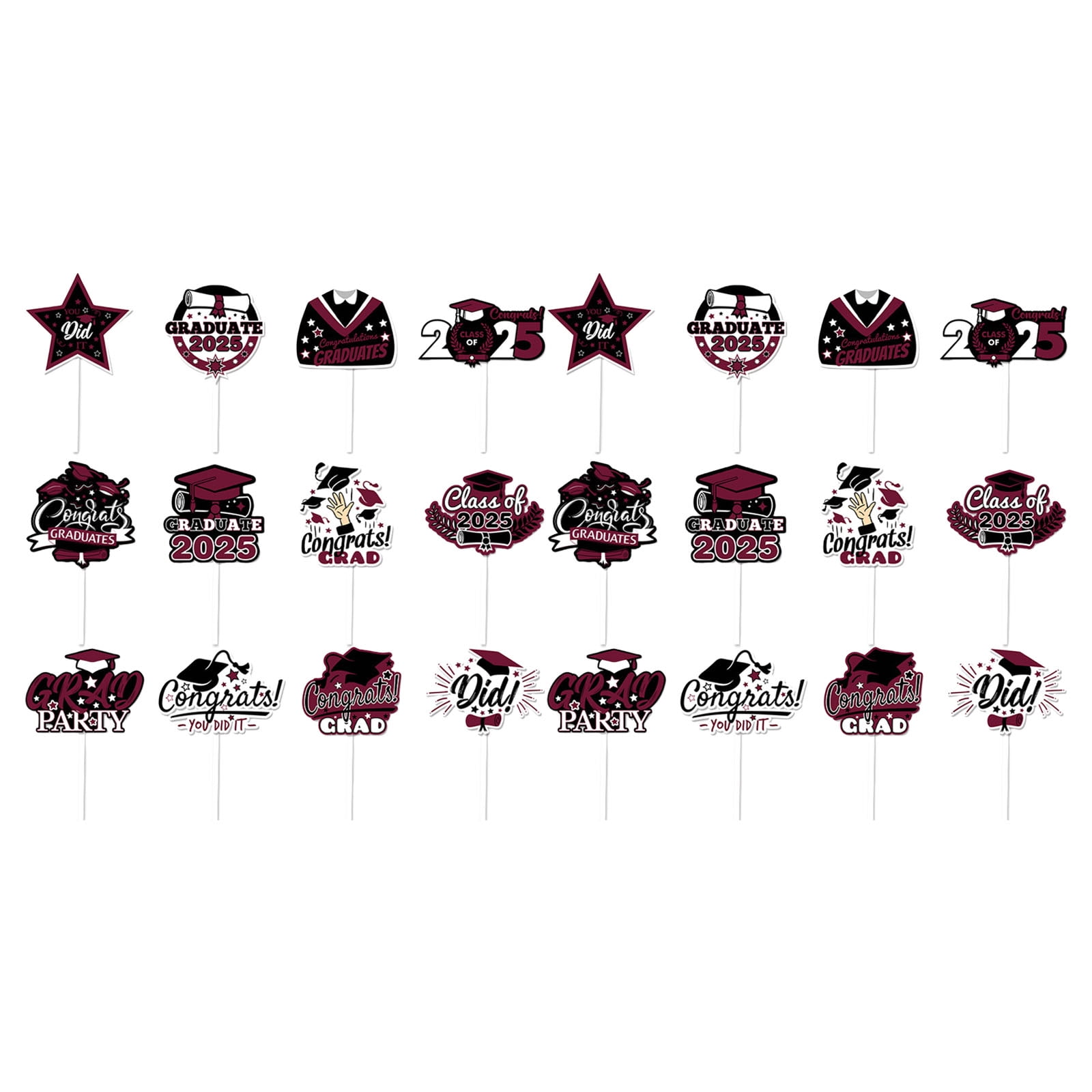 lixuesong Set of 24 Cake Decoration Set Graduation Cake Toppers Party ...