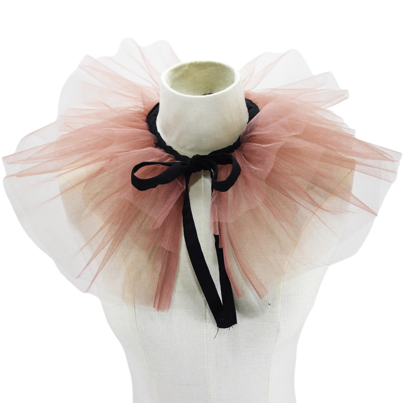 lixuesong Tulle Ruffled Neck Collar Clown Mesh Choker Ruffle Collar ...
