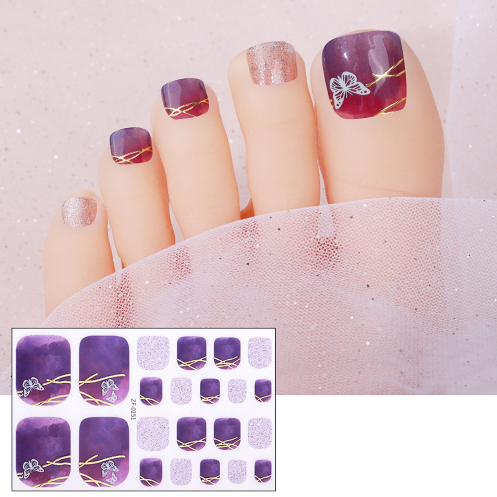 lixuesong Rhinestones Toenail Stickers Toenail Polish Strips Toenail ...