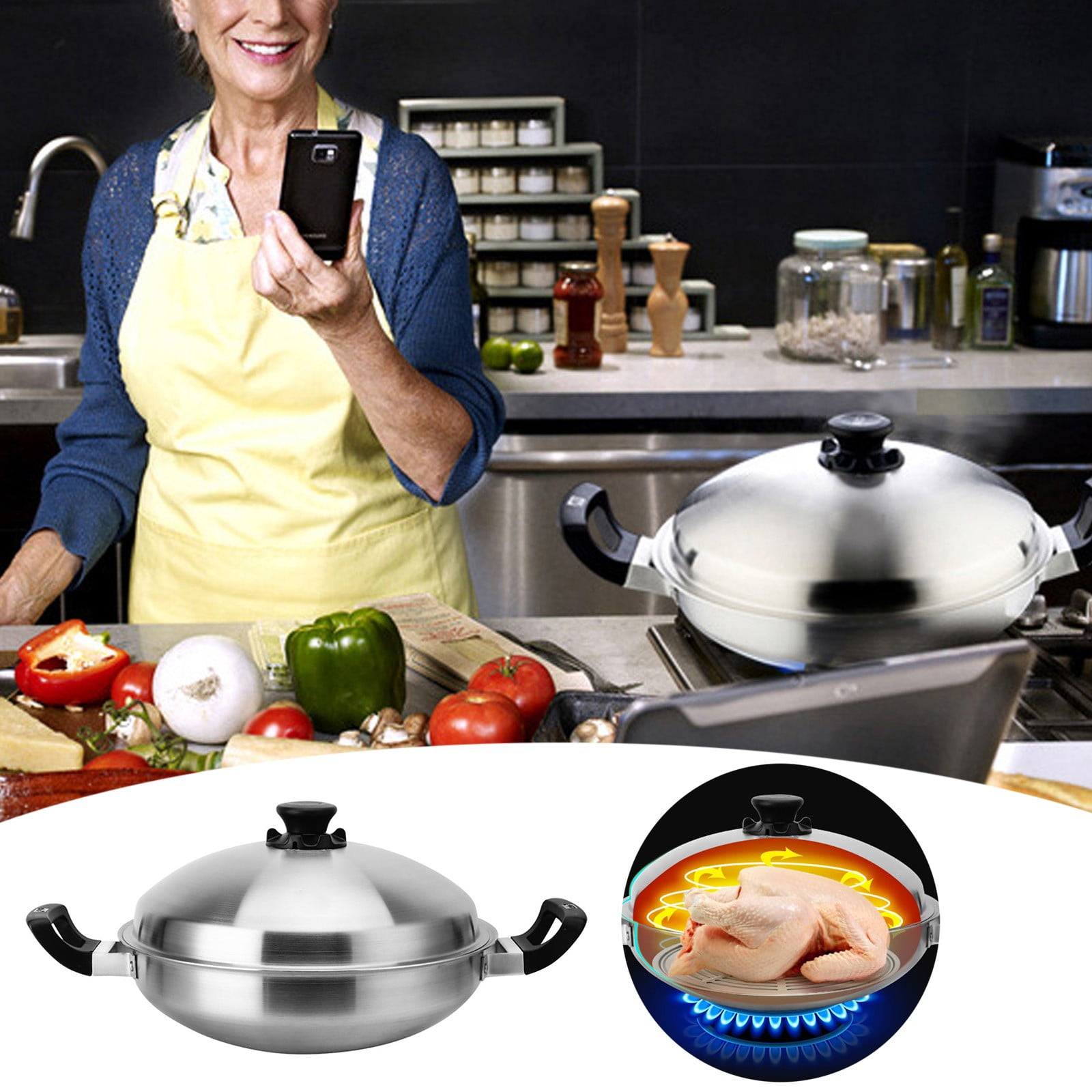 liyanJIAJU Steam Cooker with Adjustable Pressure Function Cooking Pot ...