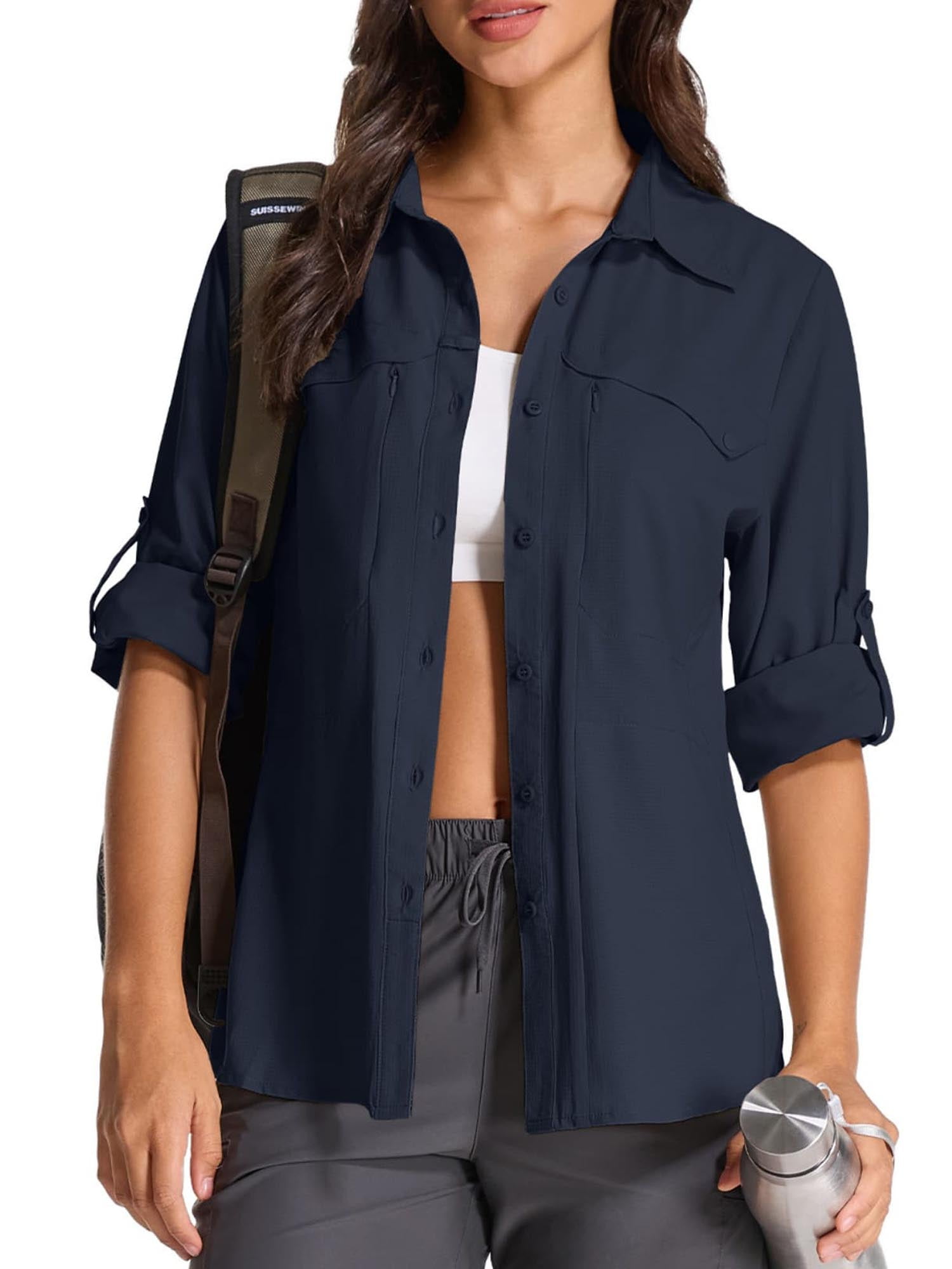 liyiyiyia Long Sleeve Hiking Shirts for Women Button Up Work Shirt with ...