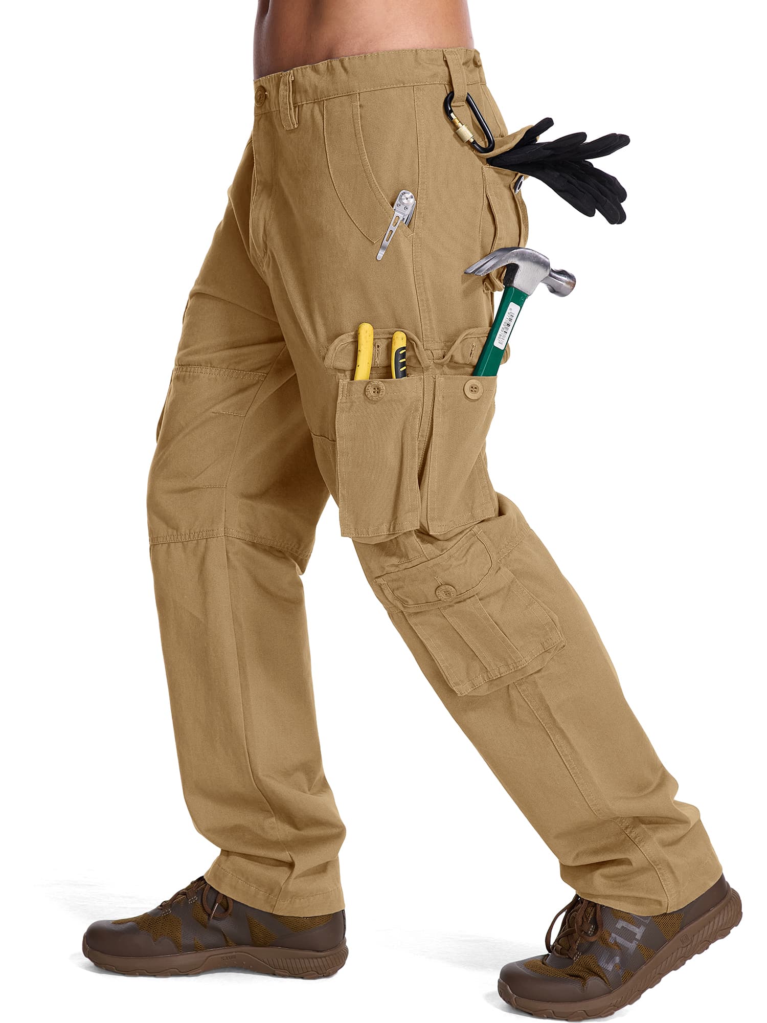 liyiyiyia Mens Ripstop Work Pants Stretch Cargo Pants Construction ...