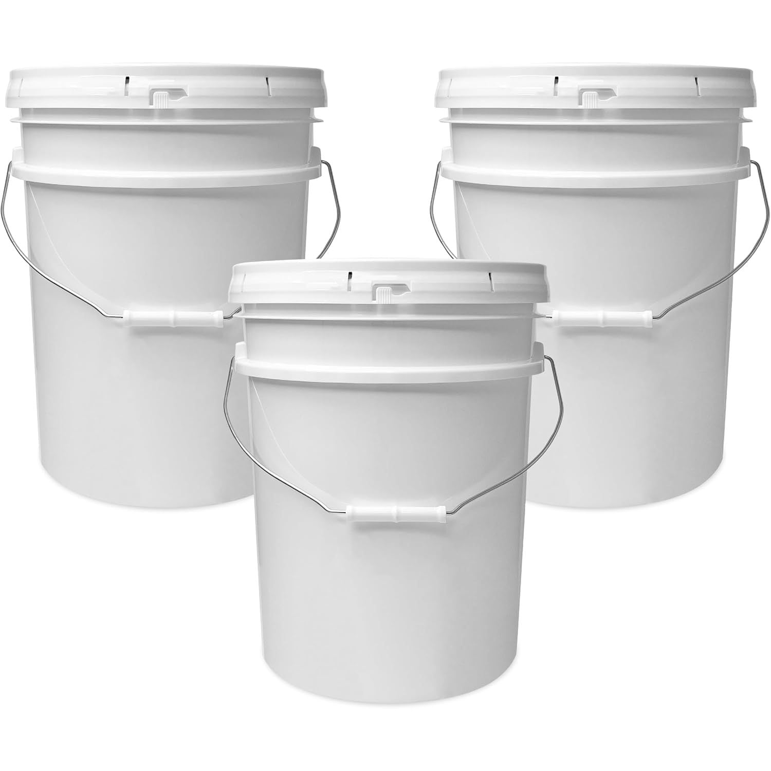 ljcp White 5-Gallon Bucket with Lid | Food Grade | Heavy-Duty Extra ...