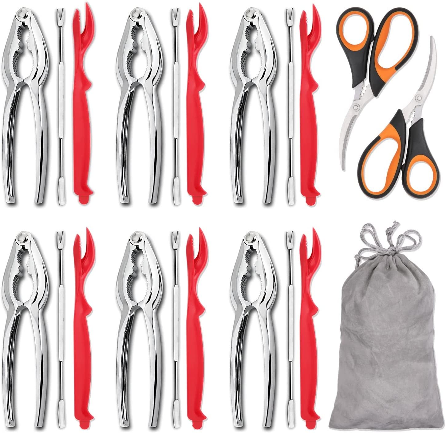 Hltser 20-piece Seafood Tools Set includes 6 Crab Crackers 6 Lobster ...