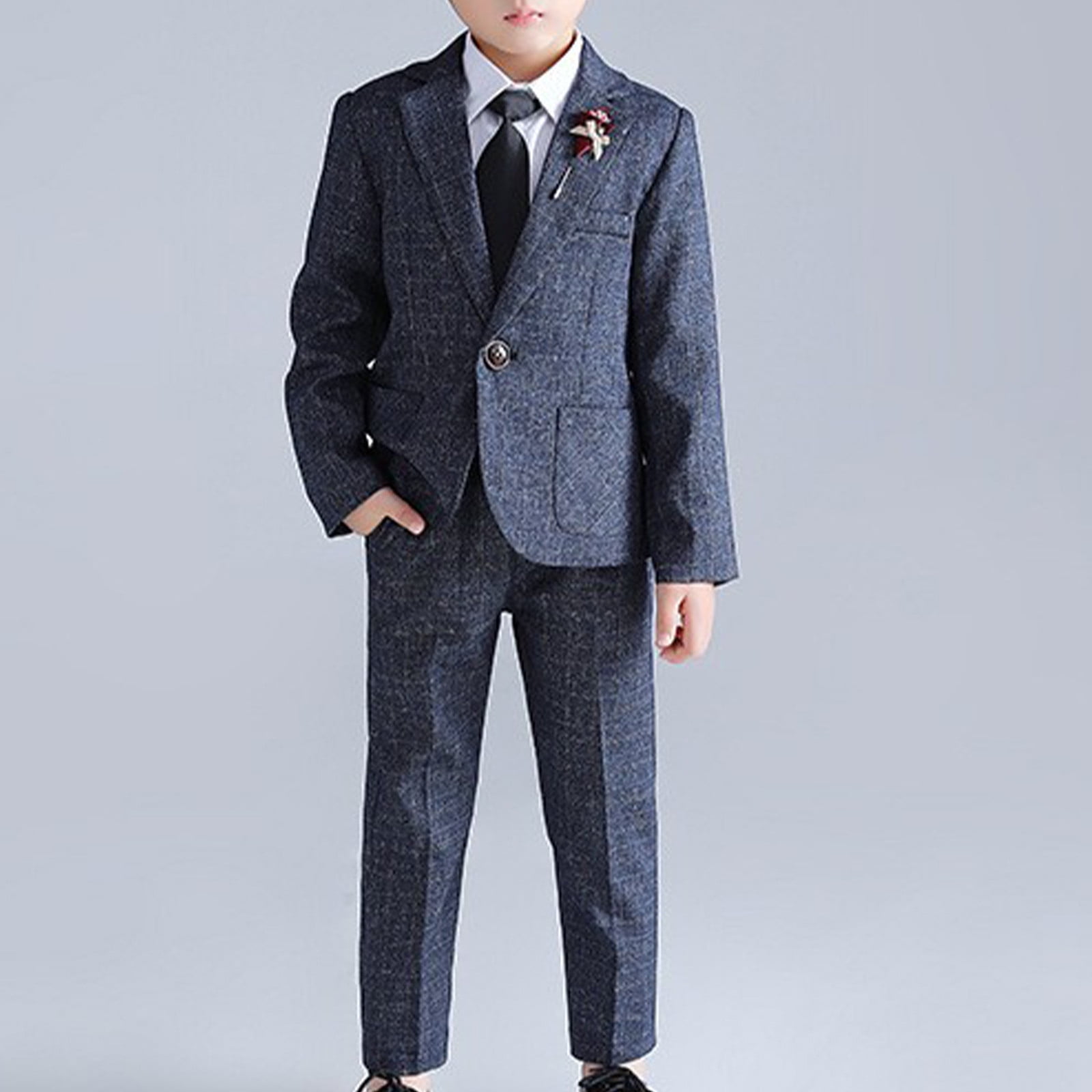 lkfuzj Boy Suits 4 Pieces Formal Suit Set Slim Fit Formal Dress Coat ...