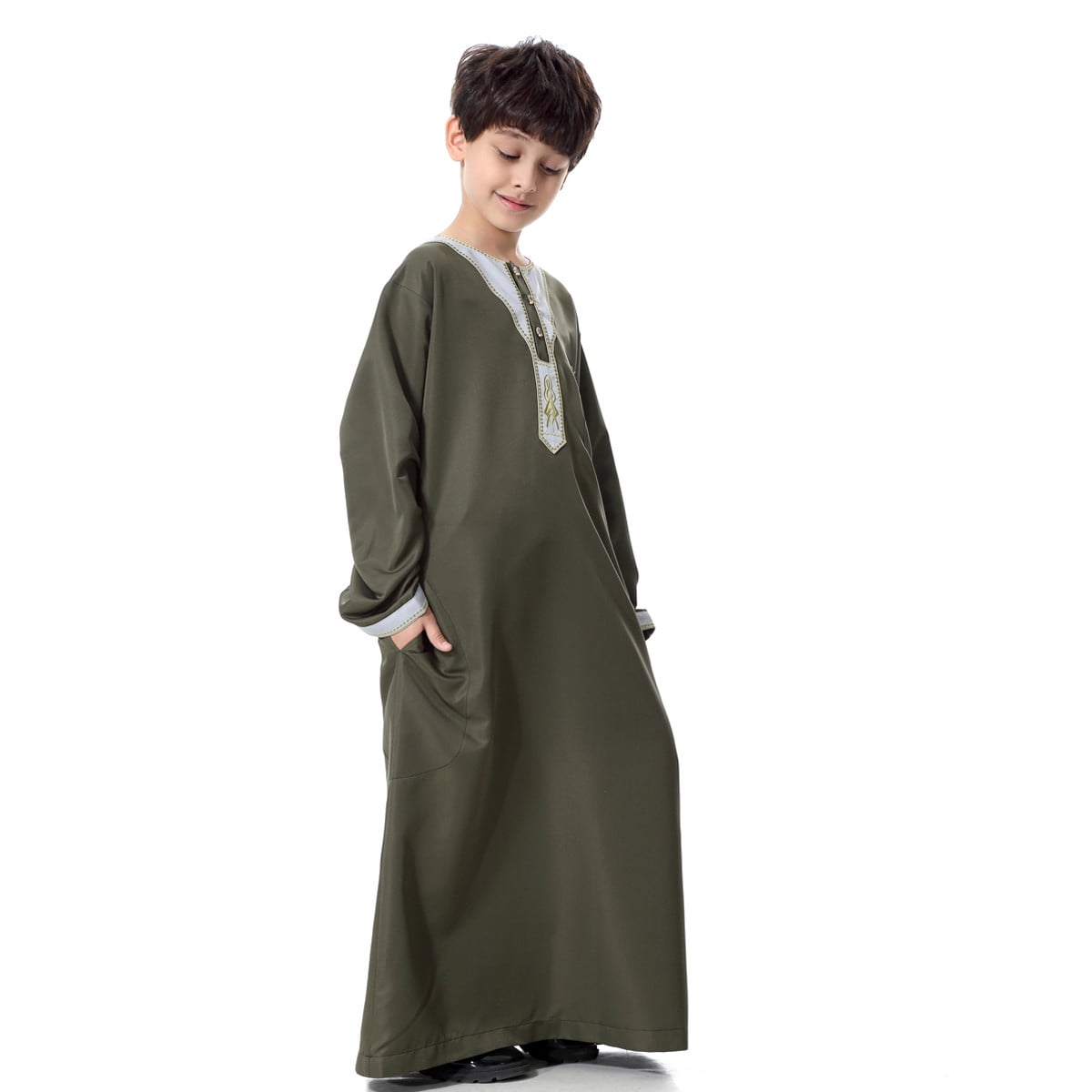 lkfuzj Boys Arabic Thobe Muslim Thobe Boy’s Muslim Pure Fashion Long ...