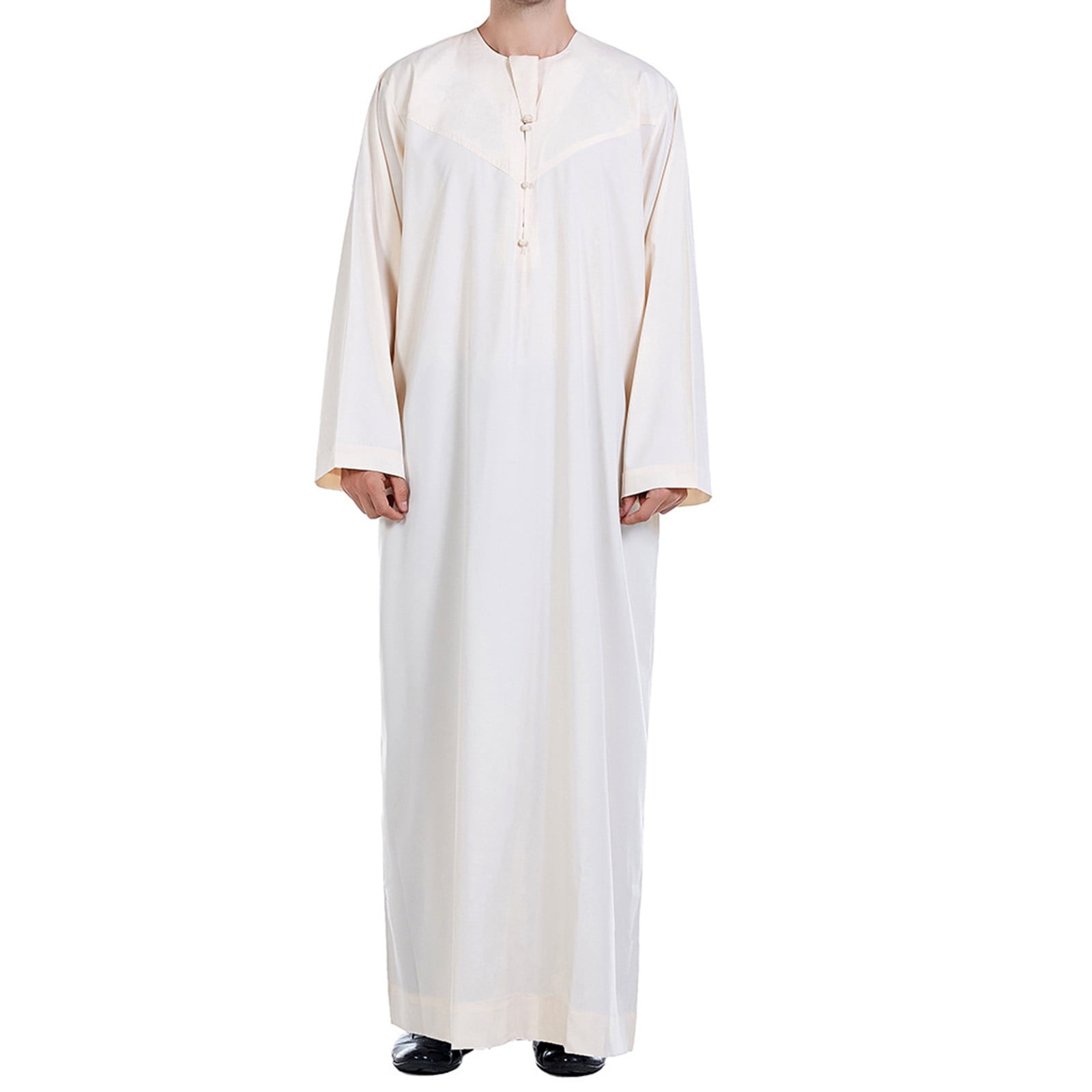lkfuzj Kaftan Thobe for Men Big And Tall Muslim Robe Mens Long Sleeve ...