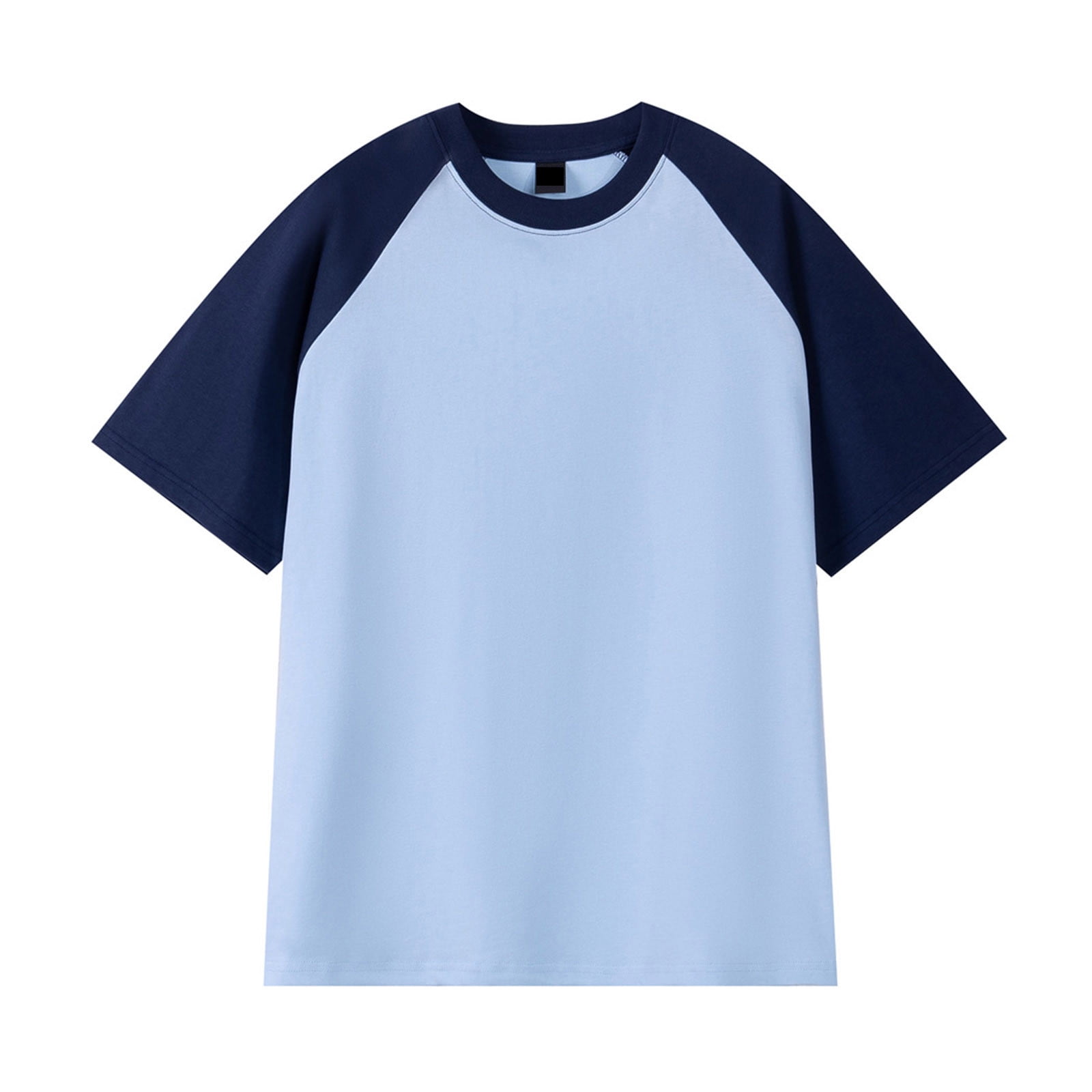 lkfuzj Men Fallow Color Matching Round Neck Pullover Short Sleeve T ...