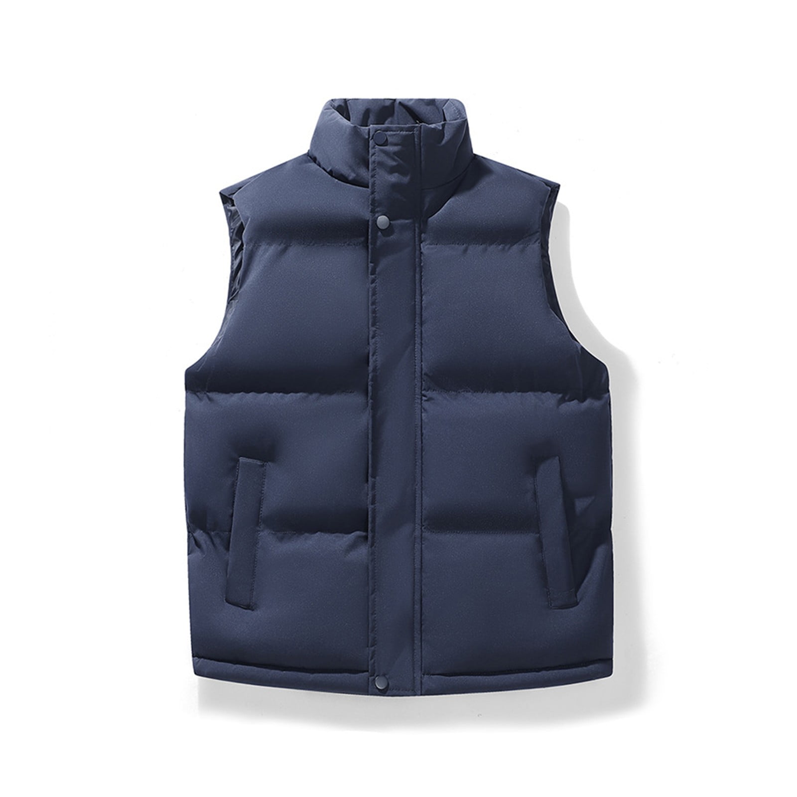 lkfuzj Men's Cargo Vest Jacket Outdoor Solid Color Stand Collar Fleece ...