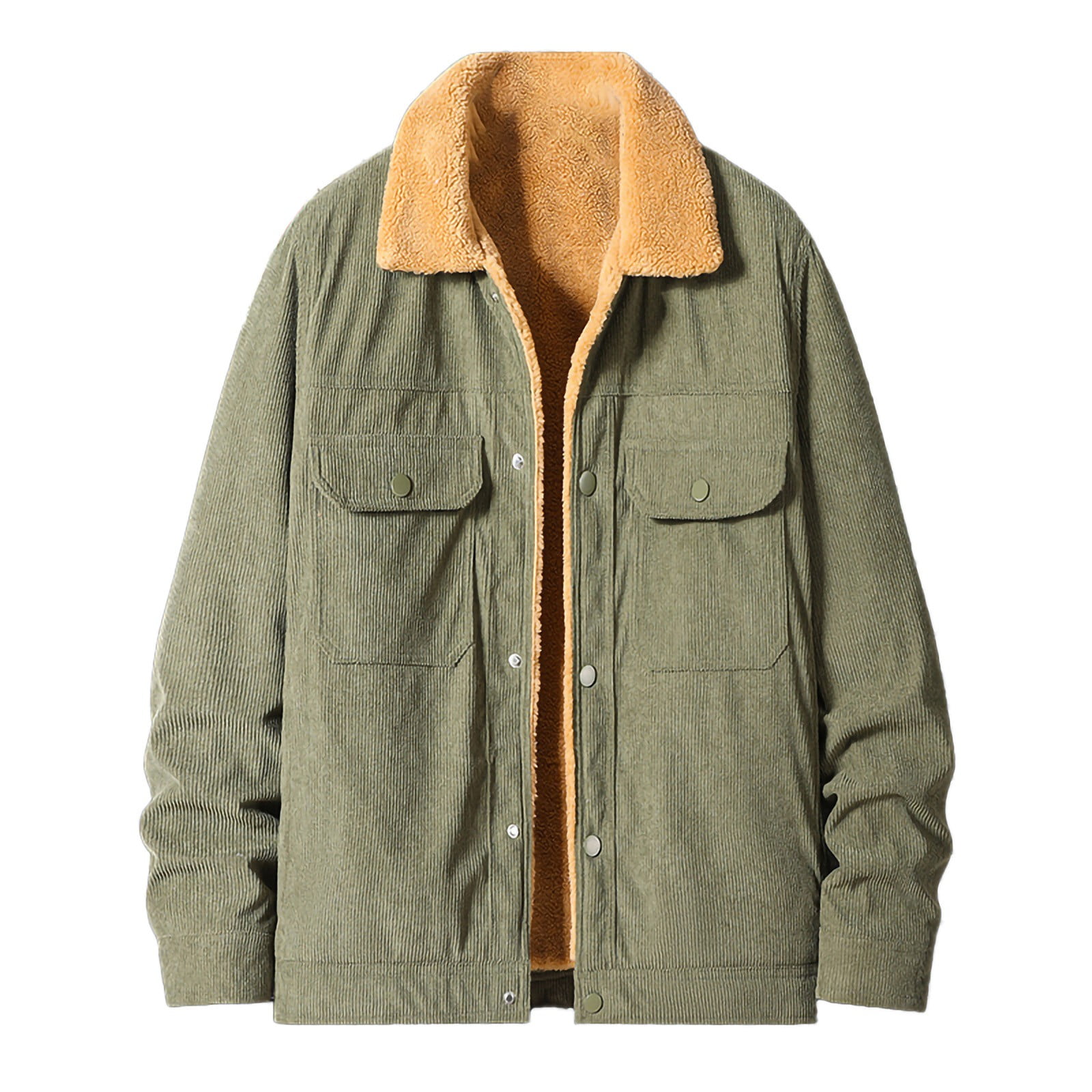 lkfuzj Men's Corduroy Jacket Sherpa Lined Trucker Jackets Cotton Turn ...