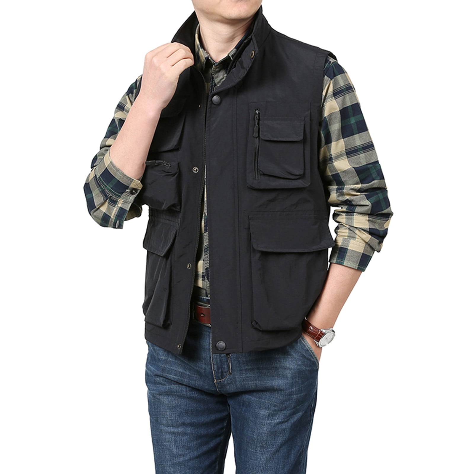 lkfuzj Men's Outdoor Ulti-Pocket Cargo Zip-Up Fallow Sports With ...