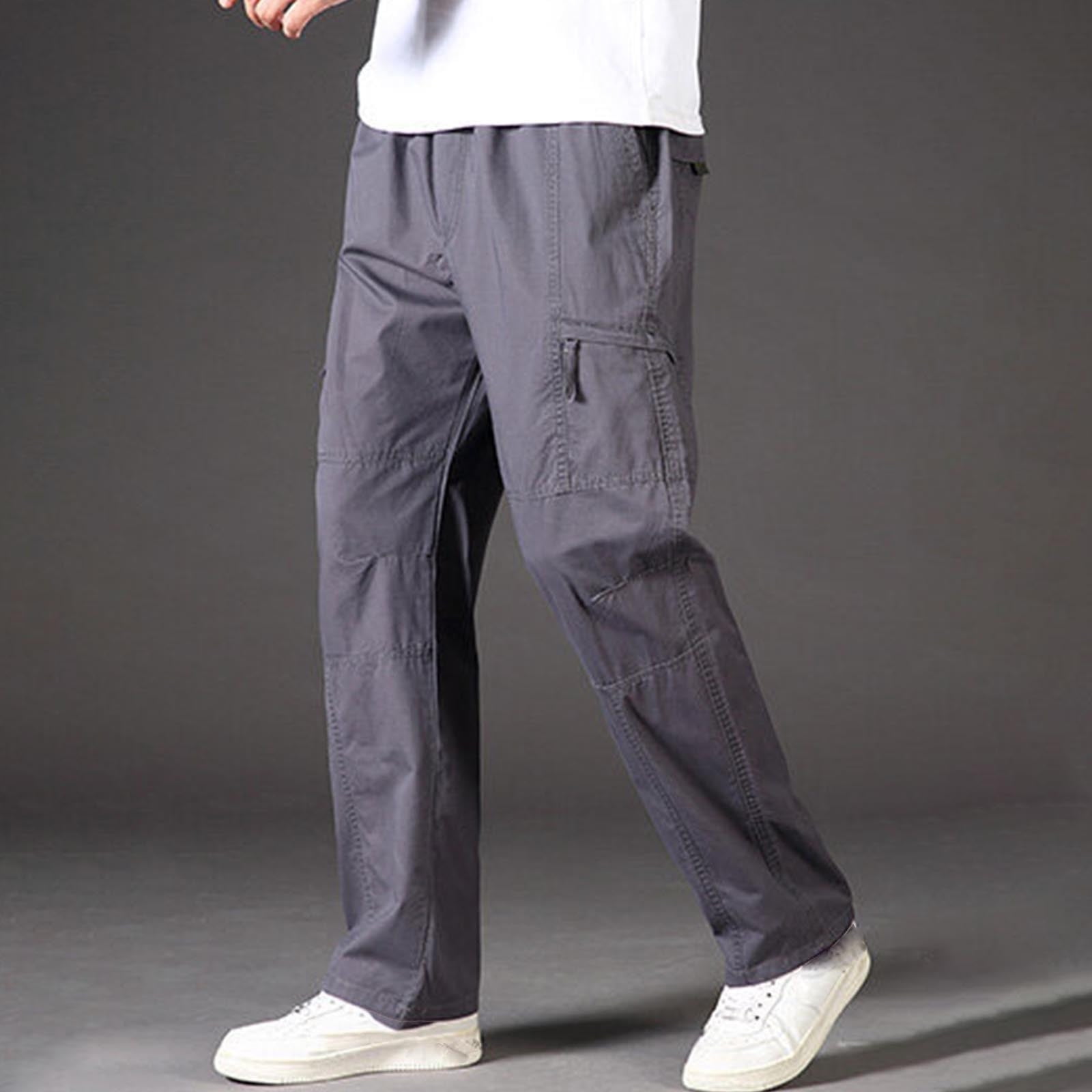 lkfuzj Men's Straight-leg Style Work Pants Outdoor Casual Long Cargo ...