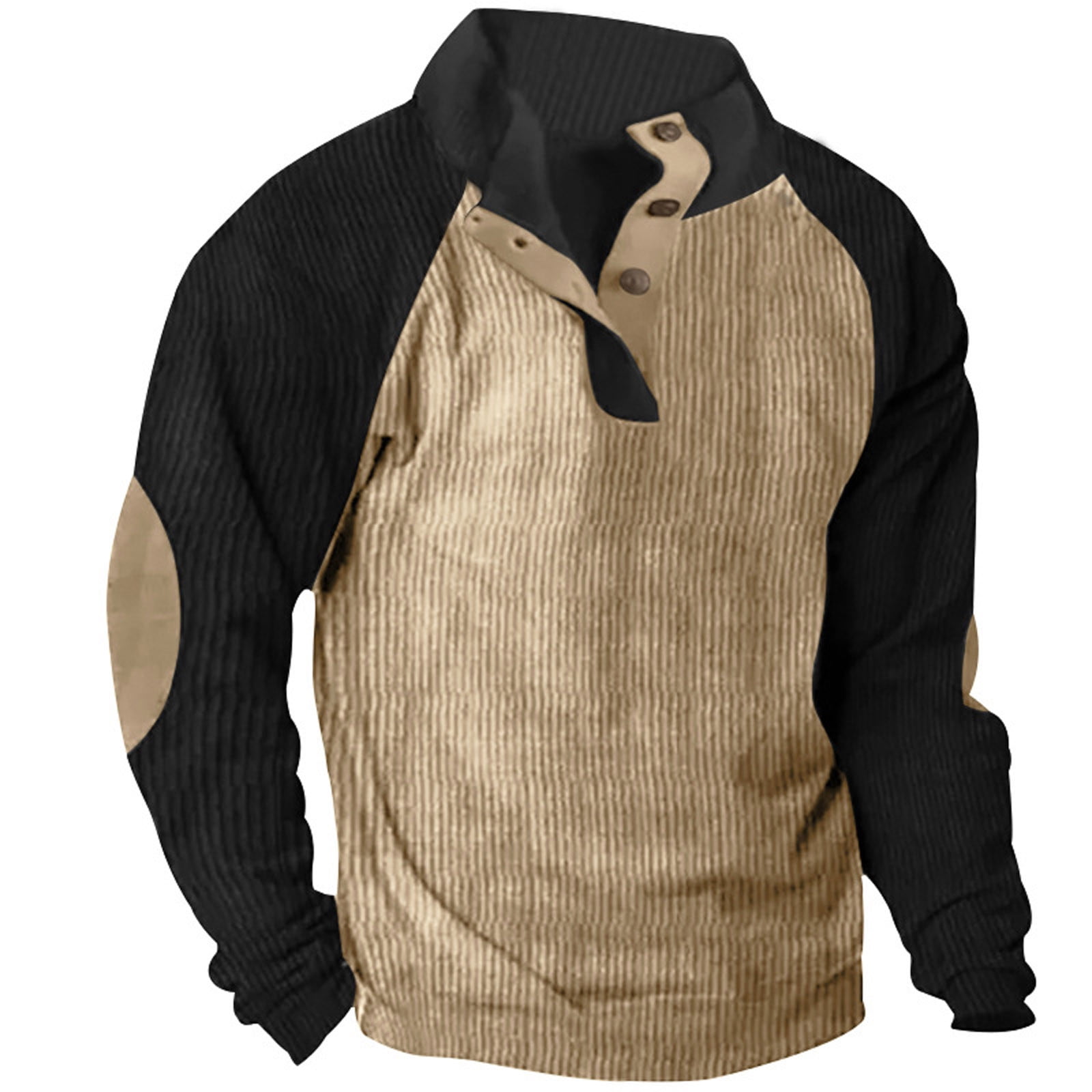 lkfuzj Mens Casual Corduroy Sweatshirt Fashion Long Sleeve Stand Collar ...
