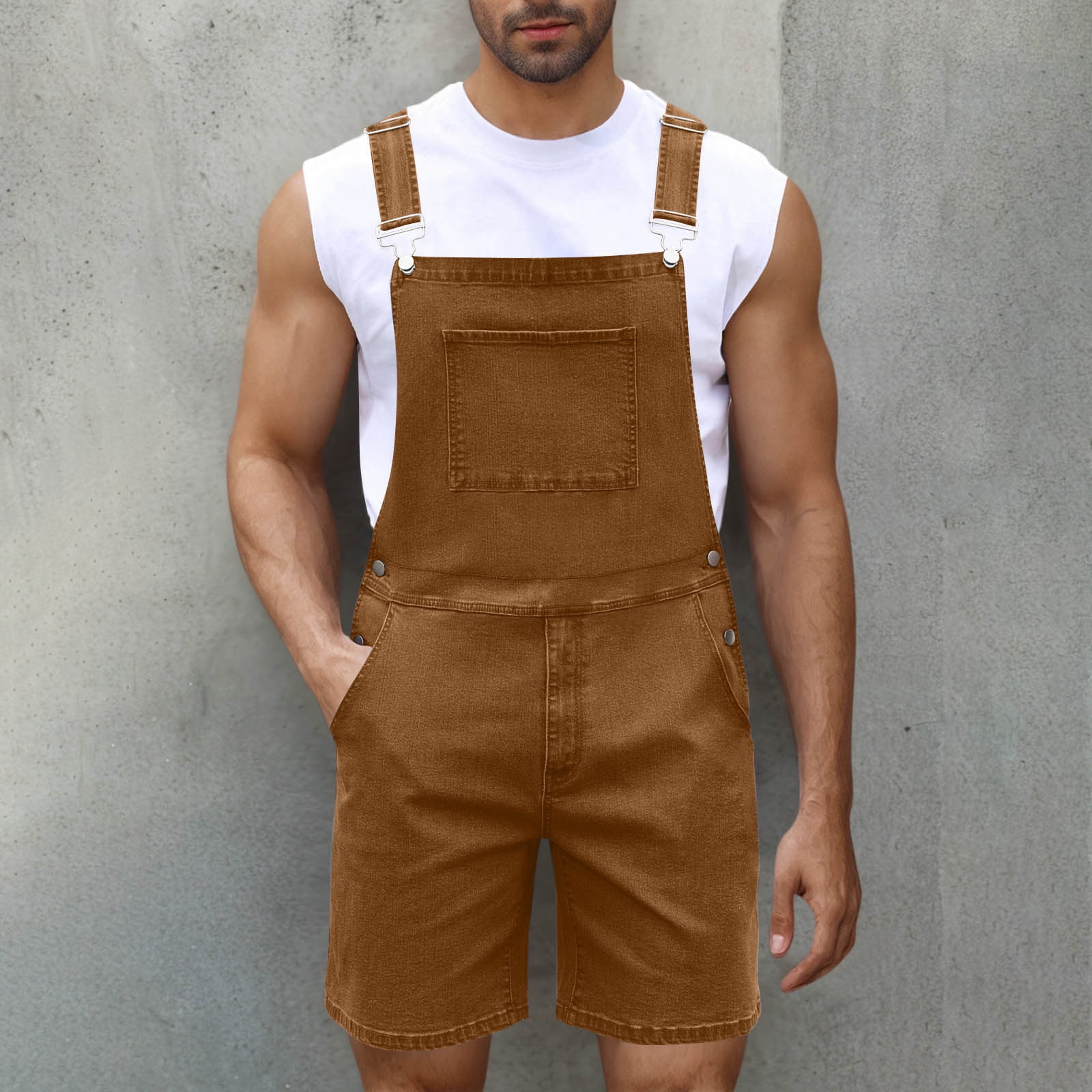 lkfuzj Mens One Pieces Sleeveless Denim Overalls Bibs And Brace ...