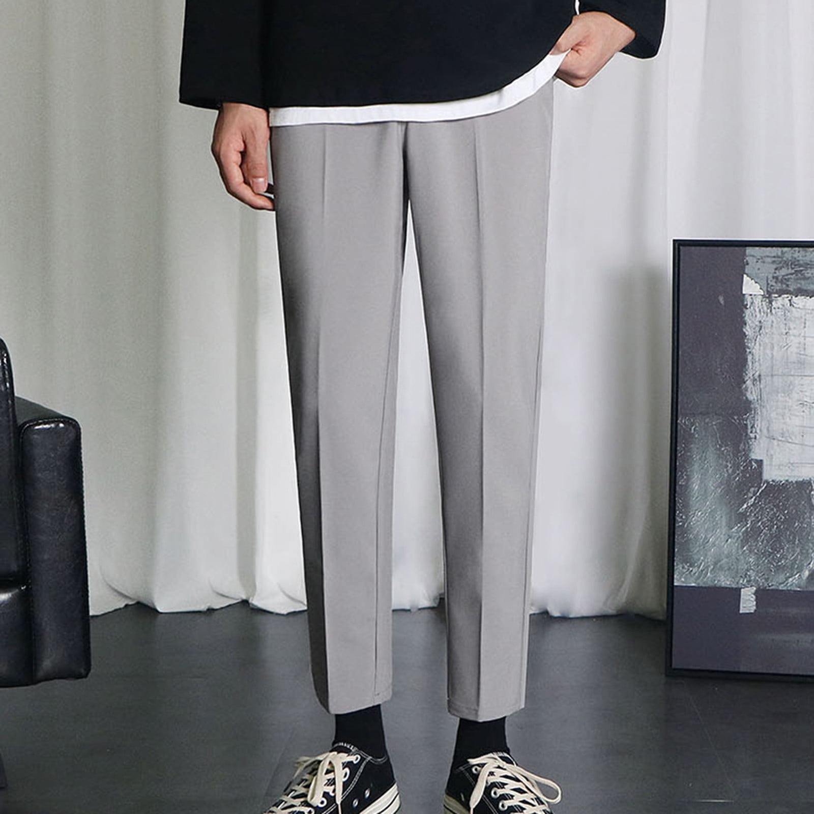 lkfuzj Trousers Men's Sag Pants Slim Casual Pants Men's Straight Suit ...