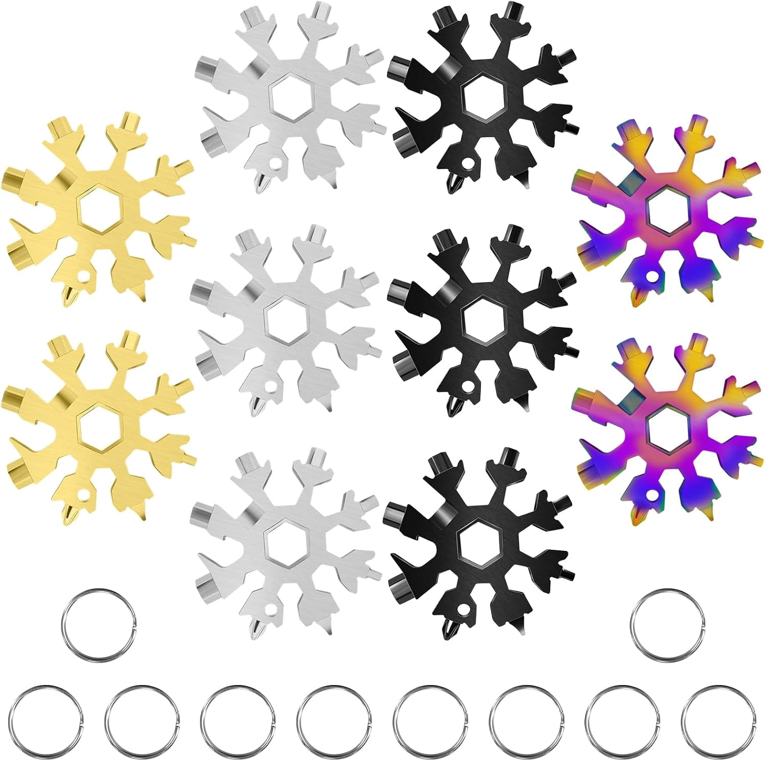 lkjhf 10 Packs Snowflake Multi Tool,18 in 1 Snowflake Multitool ...