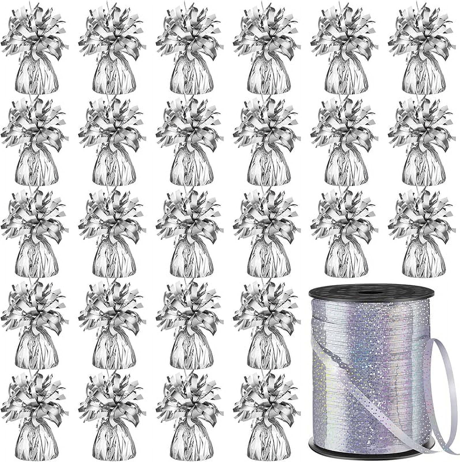lkjhf 24 Pcs Balloon Weights Metallic Holder Anchors with 1 Roll ...