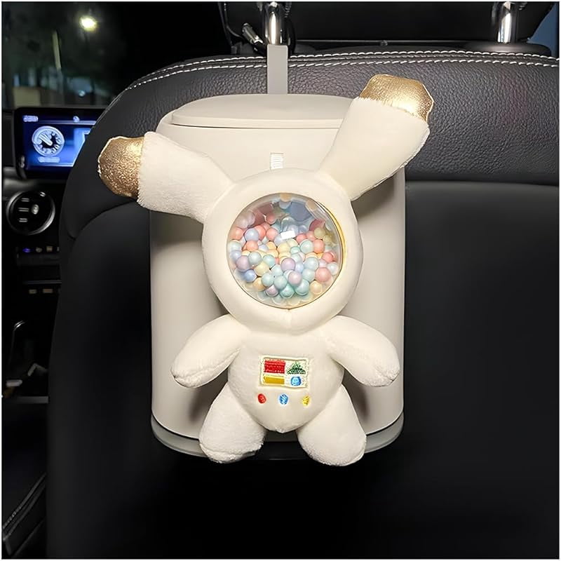 lkjhf Car Trash Can Bin with Lid, Leakproof Cute Cartoon Style Hanging ...