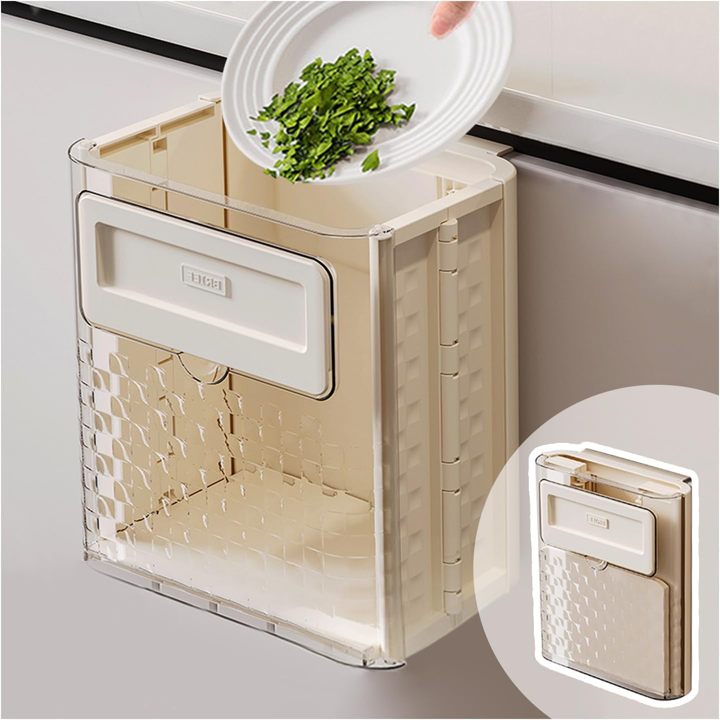 lkjhf Hanging Kitchen Trash Can Collapsible Trash Bin Magnetic Garbage ...