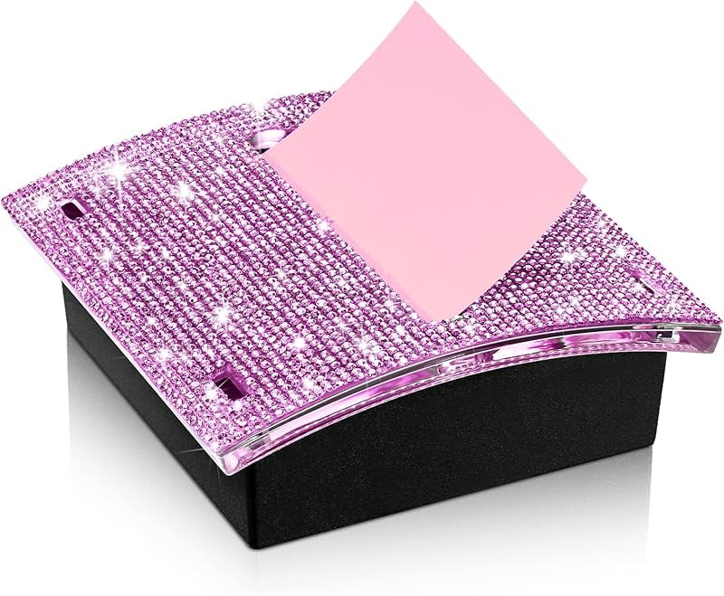 lkjhf Rhinestone Self Stick Note Pad Holders 4 x 4 Inches Memo Sticky ...