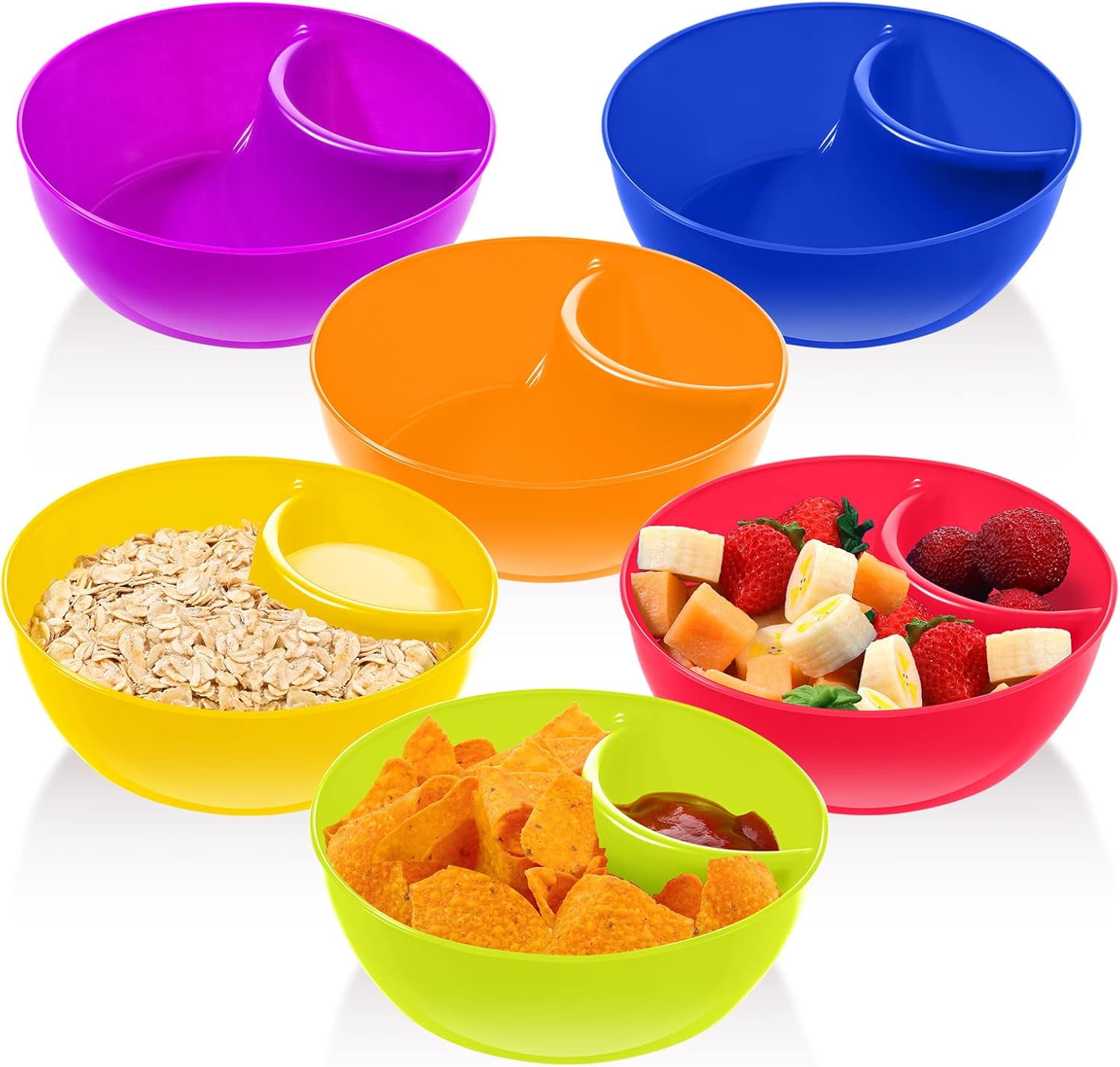 lkjhf Snack and Dip Bowls, Chips Serving Bowls Anti Soggy Divided Bowl ...