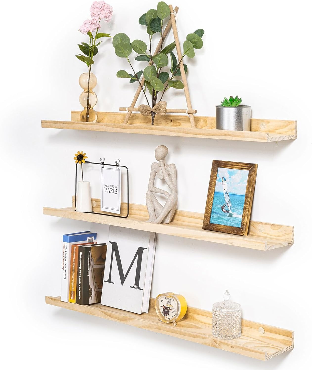lkmnhy Wall Mount Floating Shelves for Wall Solid Wood Floating Wall ...