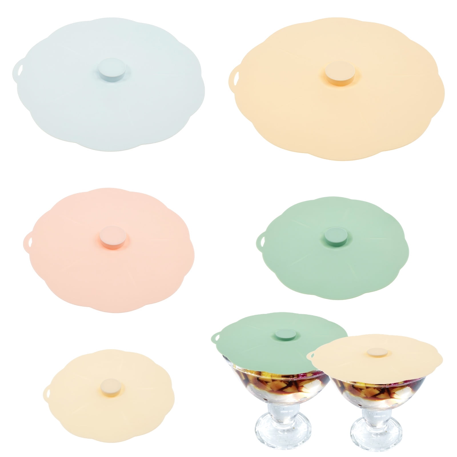 lkoopy 5PCS Heat Resistant Suction Lids, 5 Sizes Silicone Lids for ...