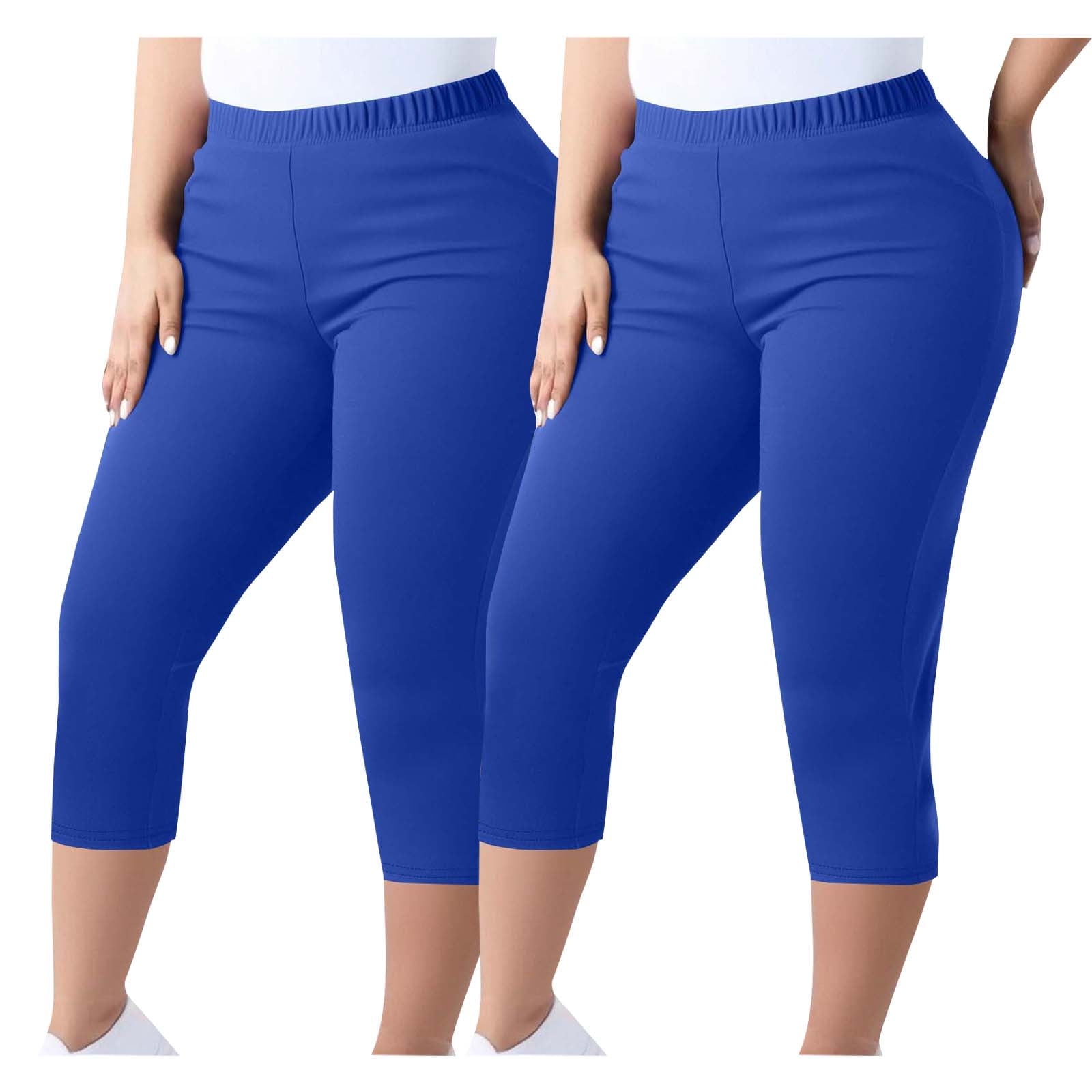 lmcalzta 2 Pack Capri Leggings for Women Plus Size Yoga Gym High ...