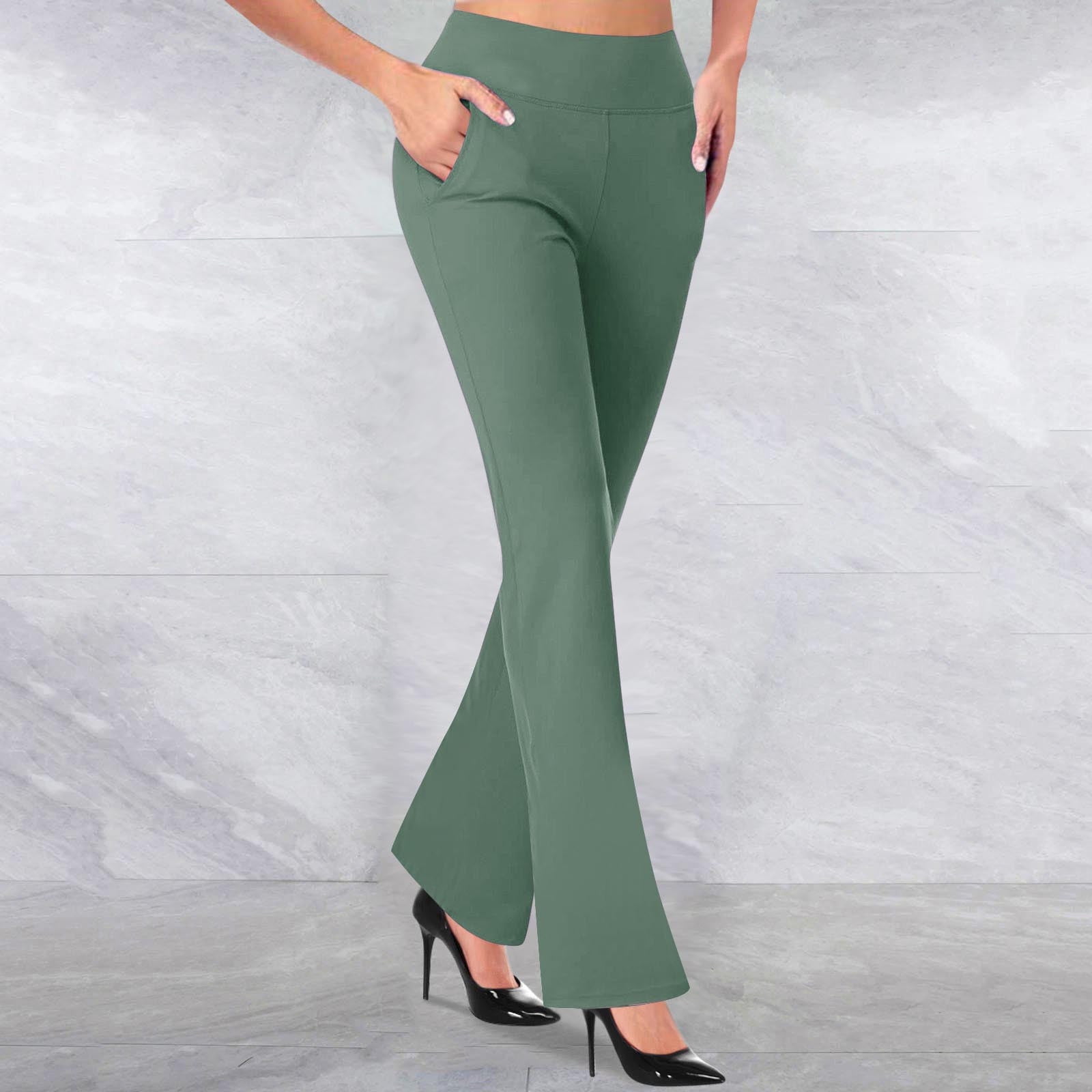 lmcalzta Dress Pants for Womens High Waisted Straight Leg Stretch ...