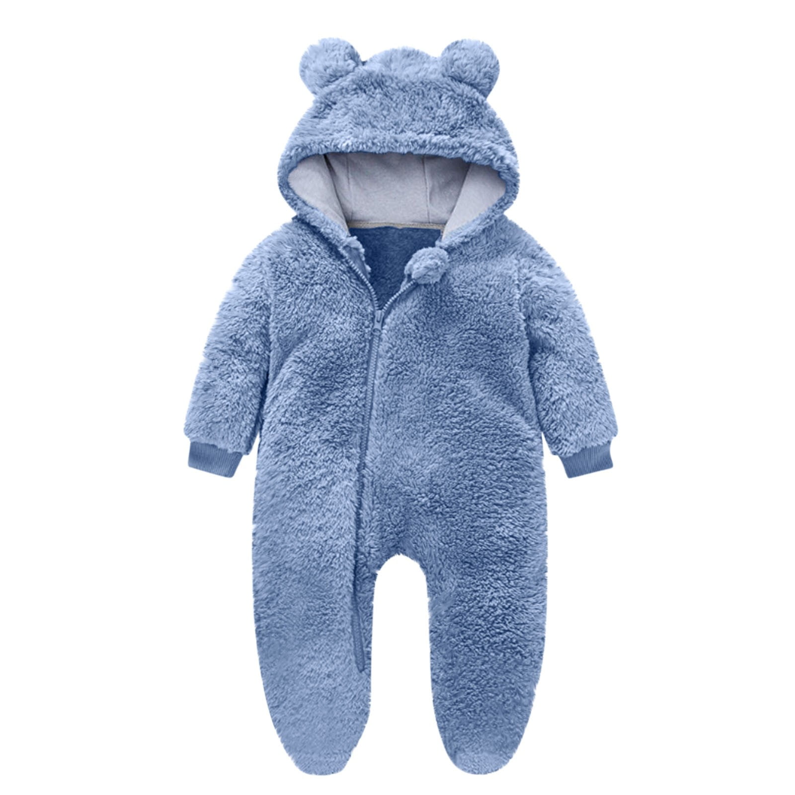 lmcalzta Infant Rompers Fleece Hooded Jumpsuits Zip up Bodysuits Fall ...