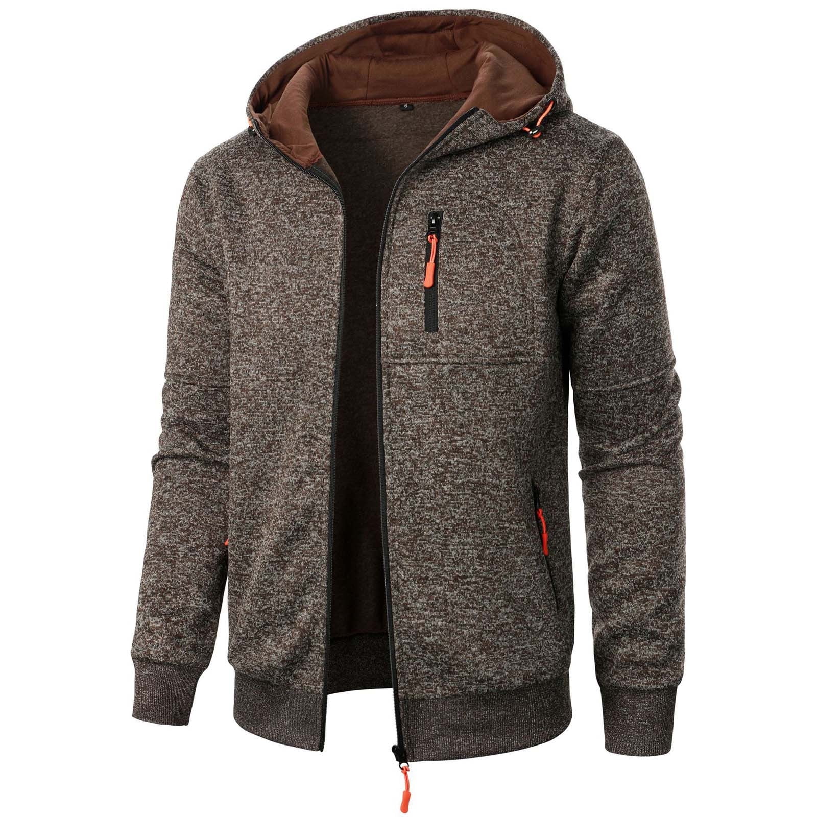 lmcalzta Jackets for Men Zip up Fleece Hoodies with Pockets Fall Winter ...