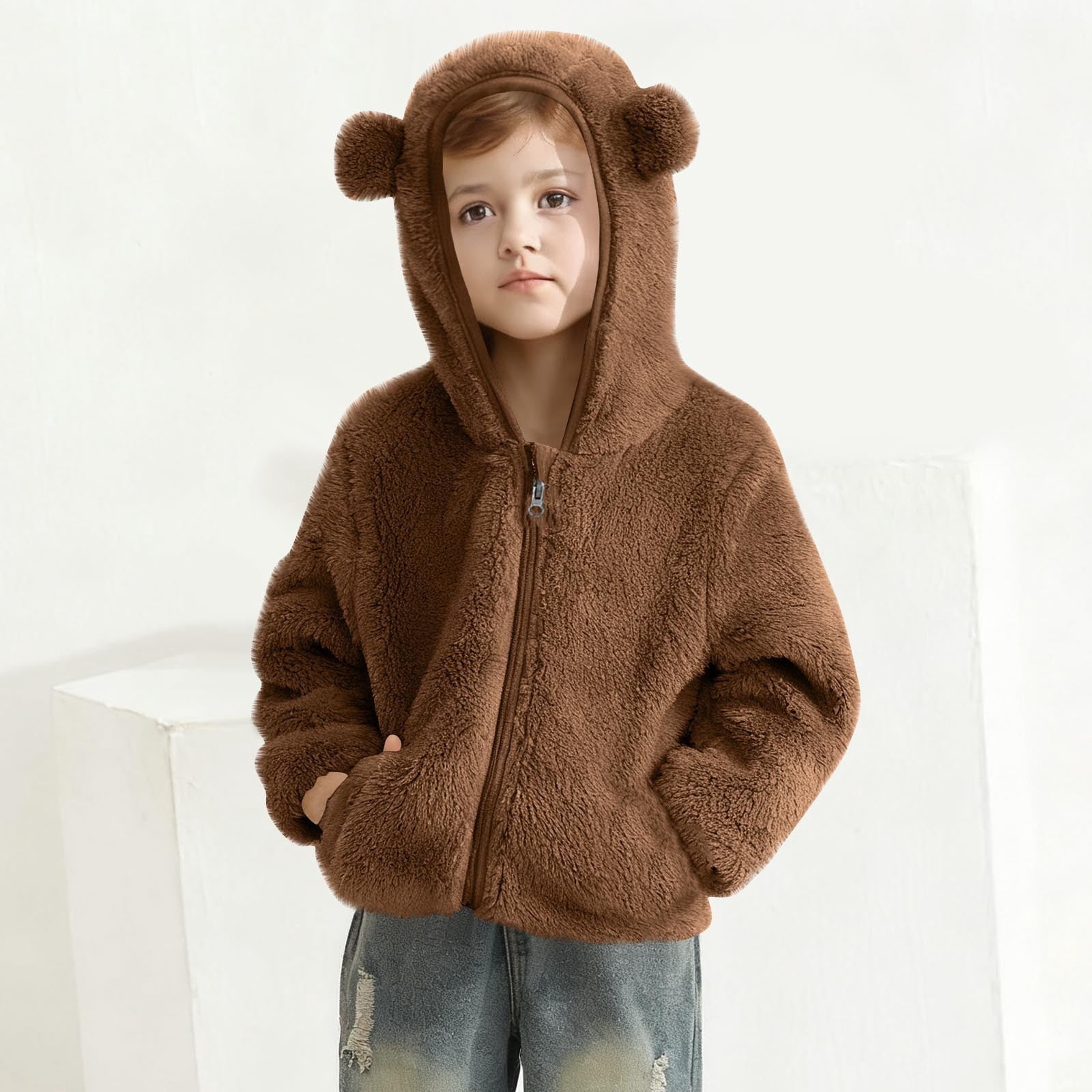 lmcalzta Kids Sherpa Hoodies Zip up Unisex Boys Girls Winter Warm ...