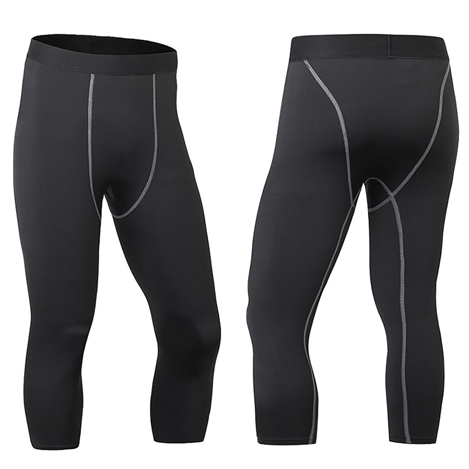lmcalzta Mens 3/4 Compression Pants Gym Basketball Athletic Leggings ...