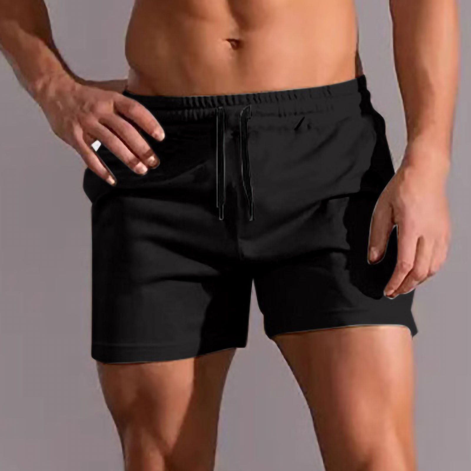 lmcalzta Running Shorts for Men Drawstring 5 Inch Inseam Shorts Gym ...