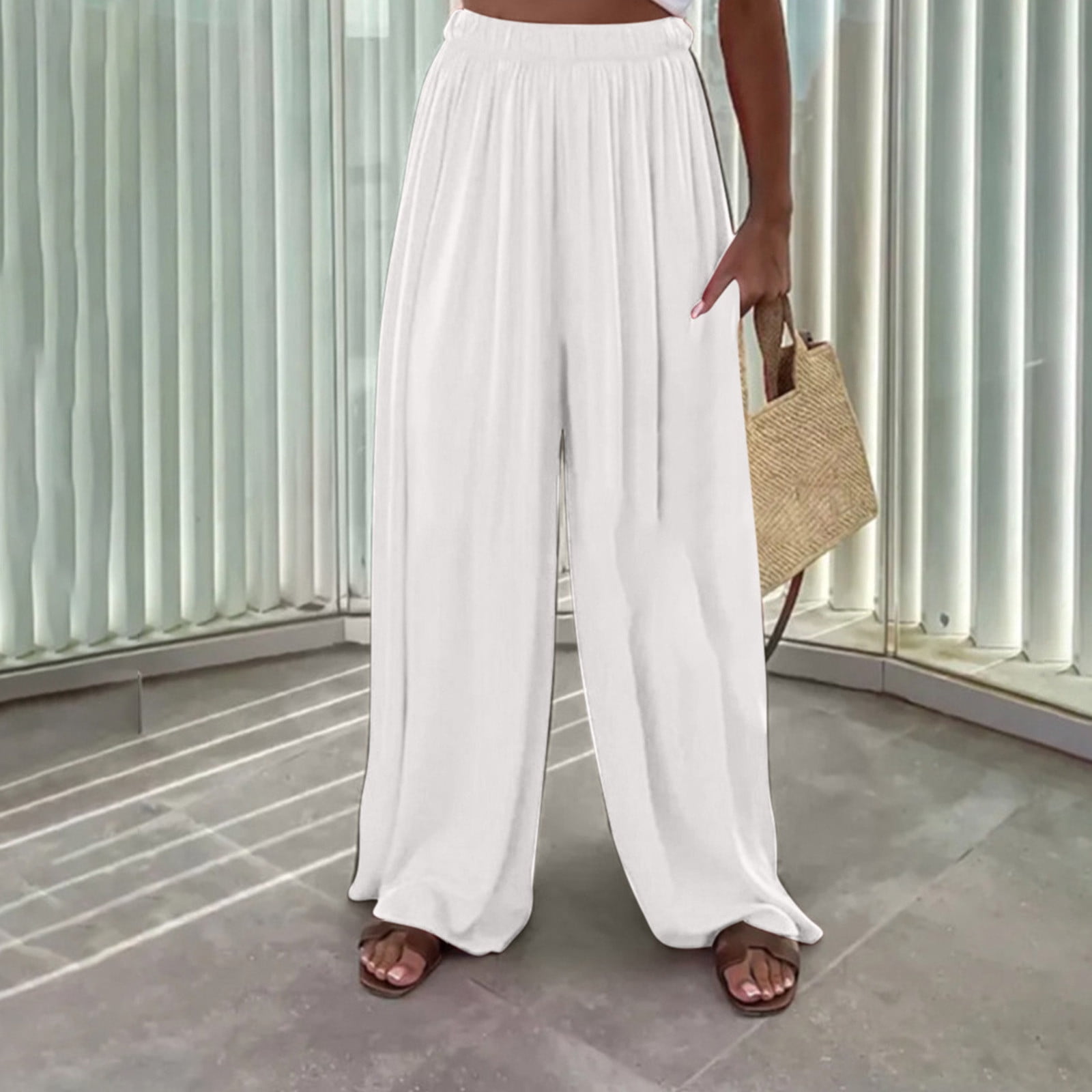 lmcalzta Wide Leg Pants Women High Waisted Oversized Lightweight Loose ...