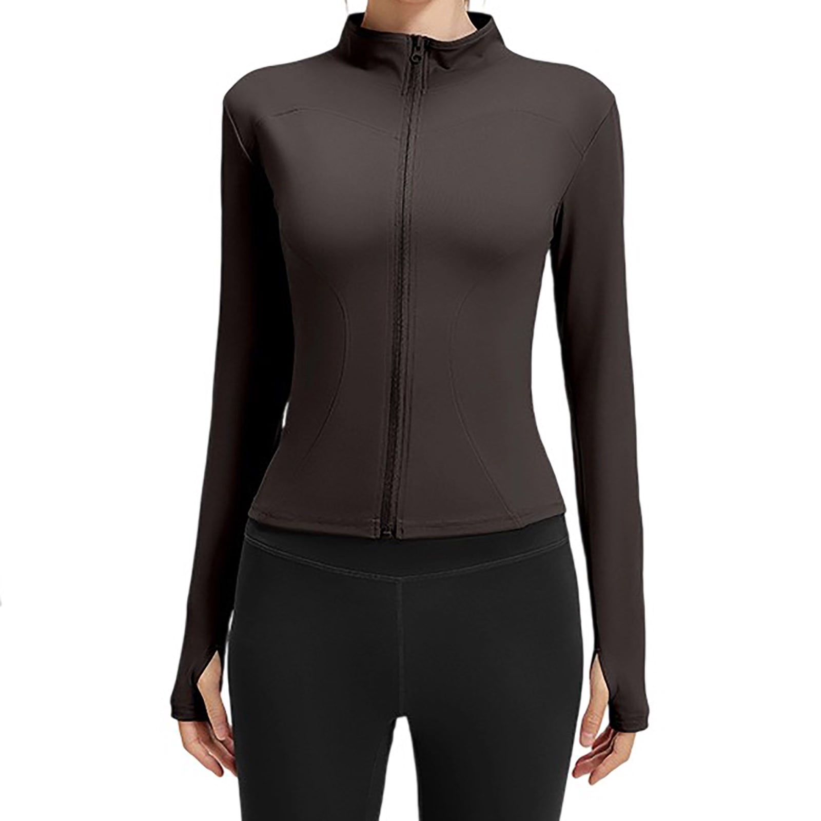 lmcalzta Womens Athletic Zip up Tops Long Sleeve Shirts Yoga Slim ...