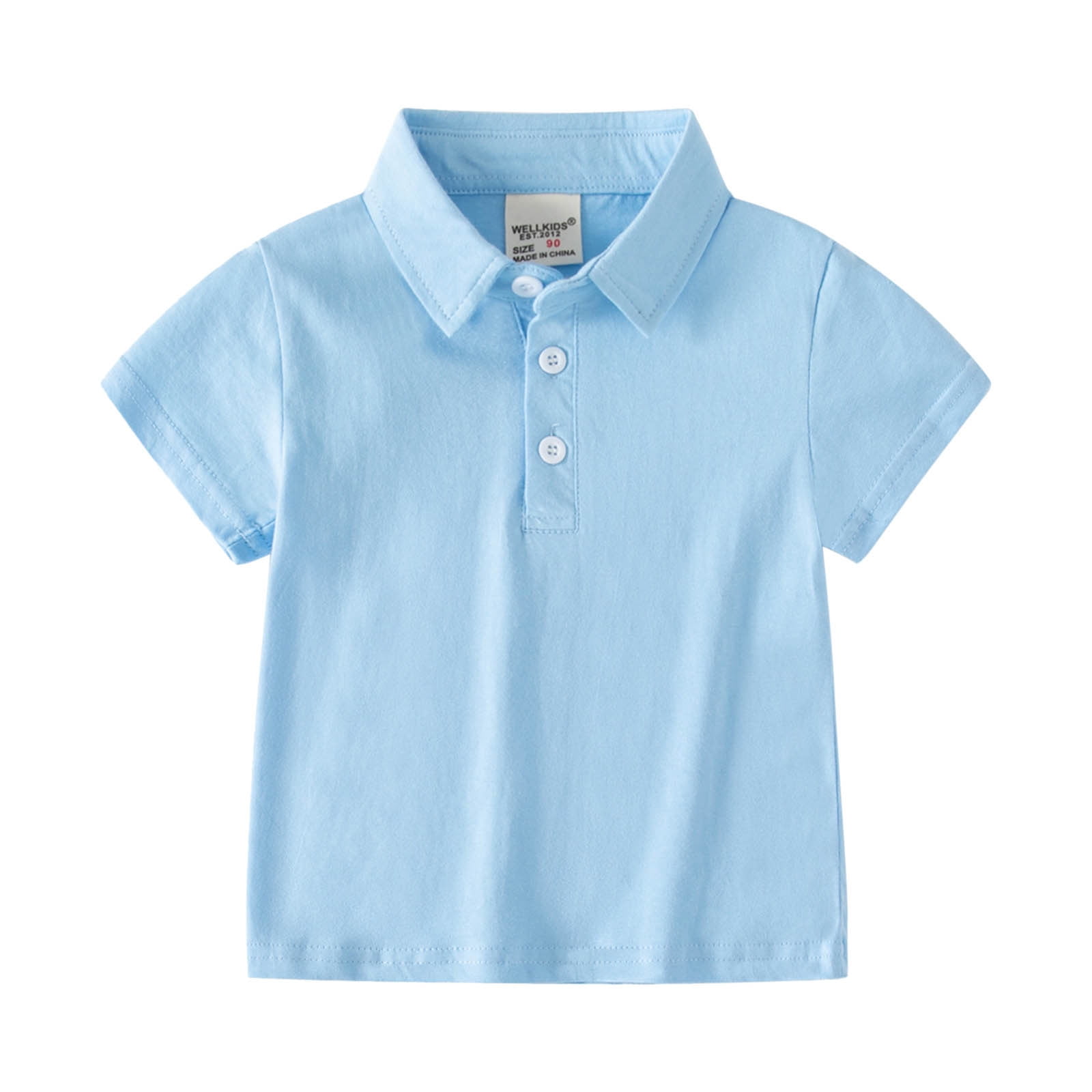 lnmuld 1PC Boys Solid Color Polo Shirt Flannel Shacket Short Sleeve ...