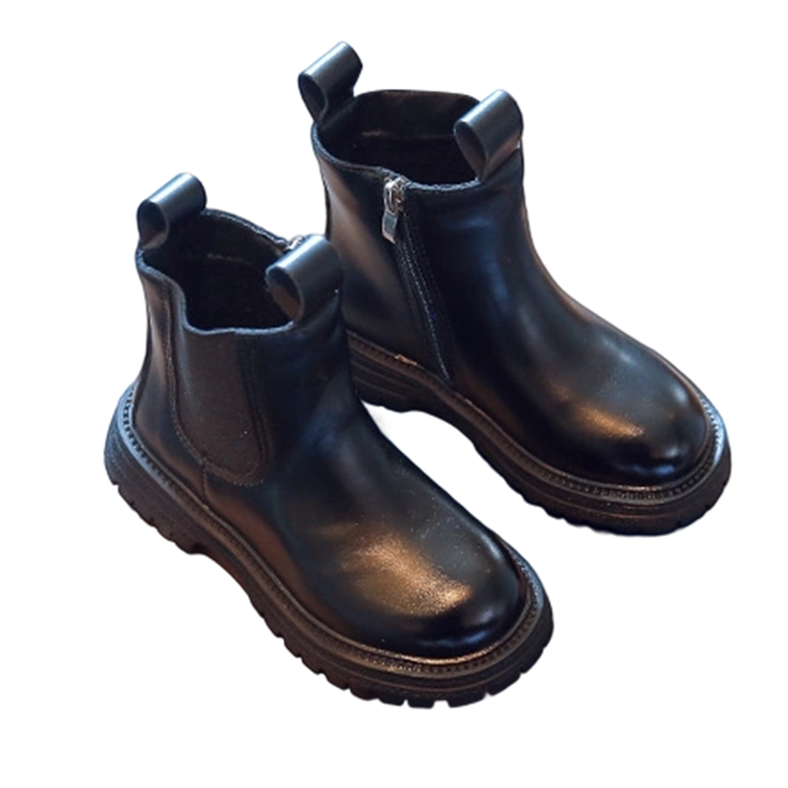 lnmuld Big Kid Girls Leather Ankle Boots with Glitter Pearl Chain ...