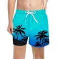 lnmuld Boys Gradient Palm Tree Print Double Liner Swim Trunks Size:9-10 ...