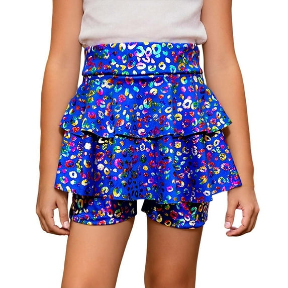 lnmuld Girls Leopard Performance Dress, Sequin Tutu Glitter Shorts ...