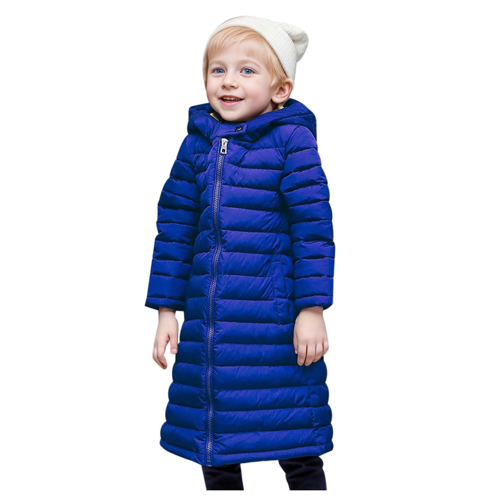 lnmuld Kids Down Jacket Boys Girls Long Lightweight Hooded Jacket ...