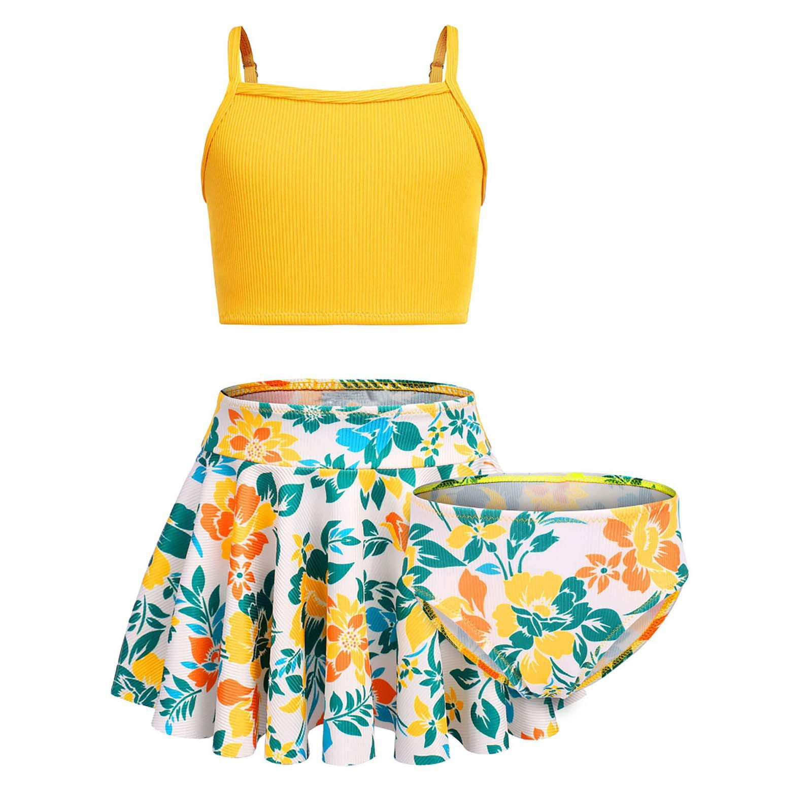 lnmuld Kids Swimsuits Floral Print Girls Bikini Set 2 Piece Swimwear ...