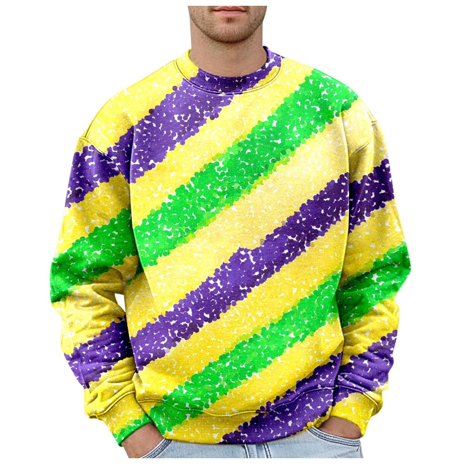 lnmuld Men's Sweatshirts Mens Mardi Plus Size Hoodless Pullovers ...