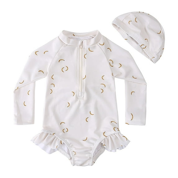 lnmuld Swimsuit for Girls Long Sleeve Printed Beach Bathing Suit Sun ...