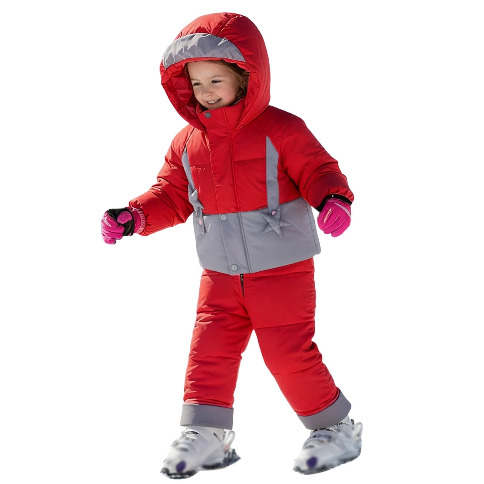 lnmuld Two Piece Girls Snow Suit Insulated Snowsuit All Weather Winter ...